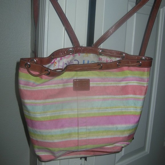 Coach | Bags | Coach Hamptons Backpack Stripe Colorful | Poshmark